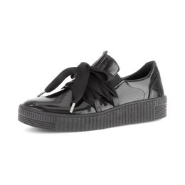Slip-On Sneaker Gabor, Damen, Gr. 44, schwarz, Lackleder, Nappaleder, gl&auml;nzend, Schuhe Slip-On Sneaker, Slipper, Freizeitschuh, Halbschuh mit Stretcheins&auml;tzen