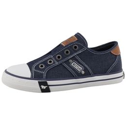 Slip-On Sneaker Mustang Shoes "Gaspare", M&auml;dchen, Gr. 38, navy, Baumwolle, Schuhe Slip-On Sneaker, Freizeitschuh, Slipper, Halbschuh mit Kontrastn&auml;hten