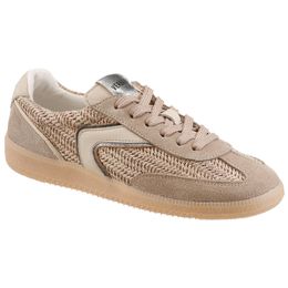 Sneaker VERBENAS "SOUND TROPIC", Damen, Gr. 42, taupe kombiniert, Leder, Synthetik, Textil, Flechtoptik, kontrastfarbene Details, Basic, Schuhe Sneaker, Retrosneaker, Schn&uuml;rer, Freizeitschuh mit Flechtbesatz