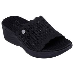 Pantolette Skechers "PIER-LITE-LIGHT ESSENCE", Damen, Gr. 40, schwarz unifarben, Textil, Glitzer, Schuhe Pantolette, Sommerschuh, Strandschuh mit Luxe Foam und Glitzerdetails