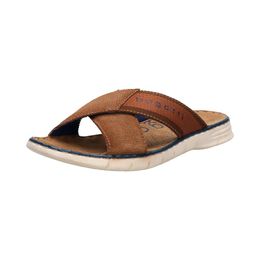Pantolette Bugatti, Herren, Gr. 40, cognac, Leder, Basic, Schuhe Pantolette, Sommerschuh, Hausschuh, Strandschuh mit Kreuz-Steg
