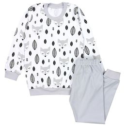 Schlafanzug TUPTAM "Schlafanzug Kinder Jungen Pyjama Set Langarm 2-teilig", M&auml;dchen, Gr. 110, grau (f&uuml;chse grau), Obermaterial: 100% Baumwolle CO., Homewear-Sets Schlafanzug