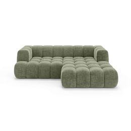Ecksofa HOMSY BY ANA JOHNSON "&raquo;XL&laquo; BOUBELLE L-Form extra tief, Design: Bubble-Optik, Breite 247cm", gr&uuml;n, B:247cm H:75cm T:191cm, 100% Polyester, Sofas, Ecksofa, hoher Sitzkomfort dank Wellenunterfederung, XL Sitztiefe 100 cm