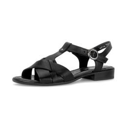 Riemchensandale Gabor "Rhodos", Damen, Gr. 44, schwarz, Nappaleder, Schuhe Riemchensandale, Blockabsatz, Sandalette mit verstellbarem Riemchen, G-Weite