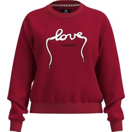 Sweatshirt Converse "LOVE LACES CREW", Damen, Gr. XS, rot, Obermaterial: 80% Baumwolle, 20% Polyester, Sweatshirts Sweatshirt, f&uuml;r Erwachsene, sportlicher Stil, f&uuml;r Sportmode und Streetwear