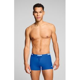 Badehose Puma "Puma SWIM MEN LOGO TRUNKS", Herren, Gr. L, N-Gr, ultra blau, Web, Obermaterial: 80% Polyamid, 20% Elasthan, Badehosen Badehose, elastischer Logobund mit integriertem Kordelzug