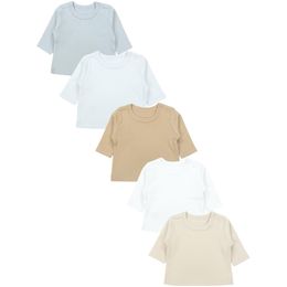 Langarmshirt TUPTAM "Shirt Baby Jungen Langarmshirt 5er Set", M&auml;dchen, Gr. 50, braun (grau_braun_wei&szlig;_beige), Obermaterial: 100% Baumwolle CO., Shirts Langarmshirt