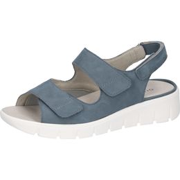 Waldl&auml;ufer Sandale WALDL&Auml;UFER "K-ADEA Soft", Damen, Gr. 5 (38), jeansblau, Nubukleder, Textil, unifarben, Basic, Schuhe Sandale, Sommerschuh, Keilsandalette mit Klettverschl&uuml;sse, Extraweite K