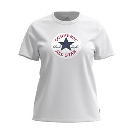 T-Shirt Converse "CHUCK PATCH TEE", Damen, Gr. S, wei&szlig;, Obermaterial: 100% Baumwolle, Shirts T-Shirt, f&uuml;r Erwachsene, sportlicher Stil, Kurzarm, f&uuml;r Sport und Freizeit