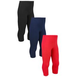 3/4-Leggings TUPTAM "Leggings M&auml;dchen Leggings 3/4 Capri Hose 3er Pack", M&auml;dchen, Gr. 146, N-Gr, schwarz (schwarz dunkelblau rot), Obermaterial: 95% Baumwolle CO. 5% Elasthan EL., Hosen 3/4-Leggings