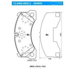 ATE Bremsbelagsatz, Scheibenbremse 13.0460-4852.2 vorne rechts links mit Zubeh&ouml;r f&uuml;r PORSCHE VAG 95B698151C 971698151T 7P6698151B