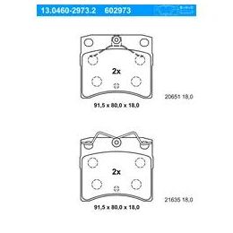 ATE Bremsbelagsatz, Scheibenbremse 13.0460-2973.2 vorne rechts links f&uuml;r VAG 701698151B 701698151A 701698151H