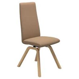 Polsterstuhl stressless "Laurel", braun (sand dinamica, eiche natur), B:49cm H:105cm T:60cm, Microfaser DINAMICA (88% Polyester, 12% Polyurethan), St&uuml;hle, Polsterstuhl, High Back, Gr&ouml;&szlig;e M, mit schr&auml;ggestellten Beinen in Eiche natur