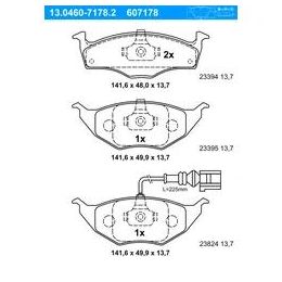 ATE Bremsbelagsatz, Scheibenbremse 13.0460-7178.2 vorne rechts links f&uuml;r VAG 8Z0698151