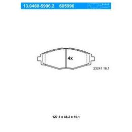 ATE Bremsbelagsatz, Scheibenbremse 13.0460-5996.2 vorne rechts links f&uuml;r DAEWOO CHEVROLET 96316582 96446176 96446175