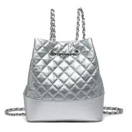 Rucksack "Diamant", Damen, Gr. B/H/T: 25cm x 23cm x 10cm, silber, Polyurethane, Collezione Alessandro, Rucks&auml;cke Rucksack, aus lederfreiem Softmaterial