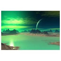 Fototapete papermoon "PLANETEN-FUTURISTISCH WELTRAUM MOND GALAXIE UNIVERSUM", bunt, B:3m L:2,23m, Vlies, Tapeten