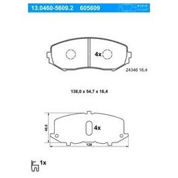 ATE Bremsbelagsatz, Scheibenbremse 13.0460-5609.2 vorne rechts links f&uuml;r SUZUKI 55200-67D11 55200-65J10 55200-65J00