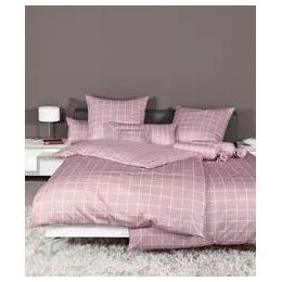 Wendebettw&auml;sche Janine "modernclassic 39025", pink (kreide, rose), B/L: 135cm x 200cm, 1 Stk., 1 Stk., Mako-Satin, B/L: 80cm x 80cm, 2 Stk., Mako-Satin, Obermaterial: 100% Baumwolle, Bettw&auml;sche, Wendebettw&auml;sche, mit Rei&szlig;verschluss, 100% Baumwolle, mit Karos und Streifen