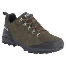 Wanderschuh Jack Wolfskin "REFUGIO TEXAPORE LOW M", Damen, Gr. 42, gr&uuml;n (khaki, phantom), Leder, Textil, Schuhe Wanderschuh, wasserdicht, Trekkingschuh