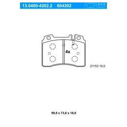 ATE Bremsbelagsatz, Scheibenbremse 13.0460-4202.2 vorne rechts links f&uuml;r MERCEDES-BENZ 0024203720 0024201920 A0024201920