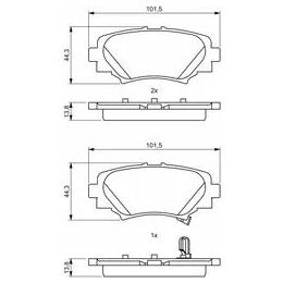 Bosch Bremsbelagsatz, Scheibenbremse 0 986 494 803 hinten rechts links f&uuml;r MAZDA B4Y02648ZB