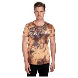 T-Shirt Rusty Neal, Herren, Gr. XL, braun (camelfarben), 100% Baumwolle, bedruckt, normal, Rundhals, Shirts T-Shirt, mit toller Batik-Optik