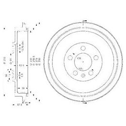 ATE Bremstrommel 24.0223-0016.1 hinten rechts links f&uuml;r SKODA 1J0609617B