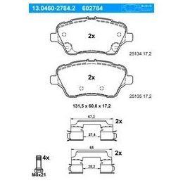 ATE Bremsbelagsatz, Scheibenbremse 13.0460-2784.2 vorne rechts links mit Zubeh&ouml;r f&uuml;r FORD 1785193 1860476 1775672