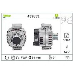 Valeo Generator NEW ORIGINAL PART 439653 14V 180A f&uuml;r MERCEDES-BENZ (FJDA) 0131546802 A0009063622 00090636220080