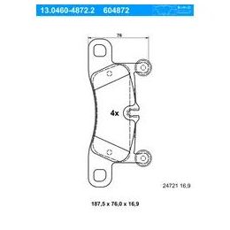 ATE Bremsbelagsatz, Scheibenbremse 13.0460-4872.2 hinten rechts links f&uuml;r PORSCHE VAG 95835293950 7P6698451 7P0698451