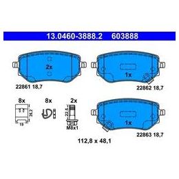 ATE Bremsbelagsatz, Scheibenbremse 13.0460-3888.2 hinten rechts links mit Zubeh&ouml;r f&uuml;r RENAULT MERCEDES-BENZ NISSAN A4704230600 4704230600 D40605JU0A