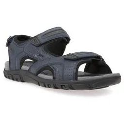 Sandale Geox "UOMO SANDAL STRADA", Herren, Gr. 44, blau (navy, dunkelgrau), Lederimitat, Schuhe Sandale, Sommerschuh, Klettschuh, Outdoorsandale, im Trekking-Look