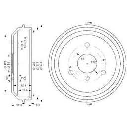 ATE Bremstrommel 24.0220-3027.1 hinten rechts links f&uuml;r SMART 0004329V001000000 0004329V003000000 0004329V005000000