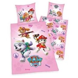 Herding Kinderbettw&auml;sche PAW PATROL "Paw Patrol", rosa, B/L: 135cm x 200cm, 1 Stk., 1 Stk., Renforc&eacute;, B/L: 80cm x 80cm, 2 Stk., Renforc&eacute;, Obermaterial: 100% Baumwolle, Bettw&auml;sche, mit tollem Motiv