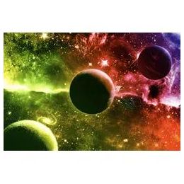 Fototapete papermoon "PLANETEN-FUTURISTISCH WELTRAUM MOON GALAXIE UNIVERSUM", bunt, B:3m L:2,23m, Vlies, Tapeten