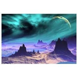 Fototapete papermoon "PLANETEN-FUTURISTISCH WELTRAUM MOND GALAXIE UNIVERSUM", bunt, B:3m L:2,23m, Vlies, Tapeten