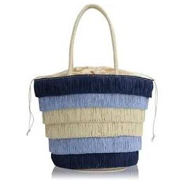 Schultertasche "Teneriffa", Damen, Gr. B/H/T: 42cm x 31cm x 17cm onesize, blau, Jute, Collezione Alessandro, Taschen Schultertasche, aus Stroh