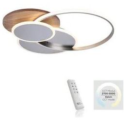 Paul Neuhaus Deckenleuchte "PALMA", braun (holzfarben), 1, H: 7cm, 1 Stk., Leuchten, CCT - &uuml;ber Fernbedienung, dimmbar &uuml;ber Fernbedienung, Infrarot inkl., Designlampe
