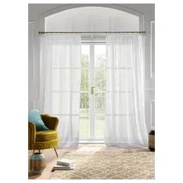 Gardine OTTO HOME "Mila" Gr. 1, wei&szlig;, B:140cm H:145cm, Voile, Polyester, Gardinen, Gardine, mit Wellenmuster bestickt, Voile, einfarbig