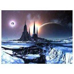 Fototapete papermoon "PLANETEN-FUTURISTISCH WELTRAUM MOND GALAXIE UNIVERSUM", bunt, B:2,5m L:1,86m, Vlies, Tapeten