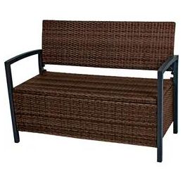 Gartenbank Garden Pleasure "Ferrara", braun, B:117cm H:86cm T:58cm, Geflecht Rattan, Metall, Sitzb&auml;nke, Gartenbank, mit Staufach, BxTxH: 117x58x86 cm, verschiedene Farben