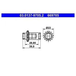 ATE Zubeh&ouml;rsatz, Feststellbremsbacken 03.0137-9705.2 hinten rechts links 2x 22,0mm f&uuml;r PEUGEOT FIAT CITRO&Euml;N 434108 9949469