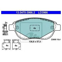 ATE Bremsensatz, Scheibenbremse 1420-43050 vorne rechts links bel&uuml;ftet 283mm f&uuml;r PEUGEOT CITRO&Euml;N VAUXHALL OPEL 1611140780 4249J6 425471