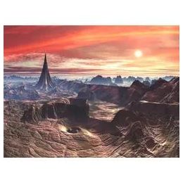 Fototapete papermoon "PLANETEN-FUTURISTISCH WELTRAUM MOON GALAXIE UNIVERSUM", bunt, B:3m L:2,23m, Vlies, Tapeten