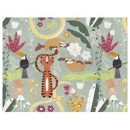 Livingwalls Kindertapete LIVING WALLS "The Wall", orange (bunt orange), B:4m L:3m, Vinyl, Vlies, Tapeten, Fototapete Dschungel Tapete Tiere Tapeten modern Flur Design Optik