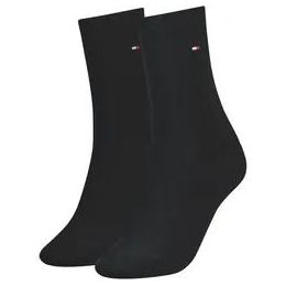 Socken Tommy Hilfiger "TH WOMEN SOCK CASUAL 2P", Damen, Gr. 35-38, schwarz, Baumwollmischung, Elasthan, Polyamid, unifarben, elastisch, Socken Socken, mit flacher Zehennaht
