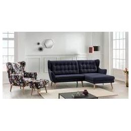 Ecksofa Home Affaire "Louanne, L-Form", blau (moonlight ocean), B:250cm H:107cm T:173cm, Sofas, Ecksofa, mit Holzf&uuml;&szlig;en