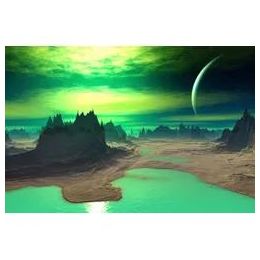 Fototapete papermoon "PLANETEN-FUTURISTISCH WELTRAUM MOND GALAXIE UNIVERSUM", bunt, B:2,5m L:1,86m, Vlies, Tapeten