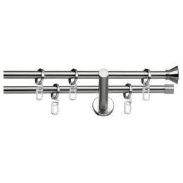 Gardinenstange Indeko "Ibiza" Gr. 1, silber (edelstahlfarben, silberfarben), L:120cm &Oslash;:12mm, Stahl, Gardinenstangen, Komplett-Set inkl. Ringen und Montagematerial
